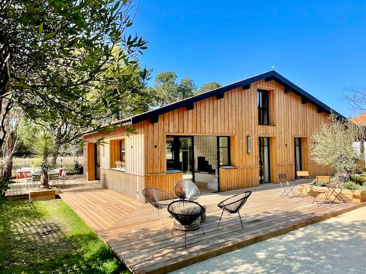 Stilvolles Ganz Neues Chalet Mit Pool Am Waldrand - Arcachon