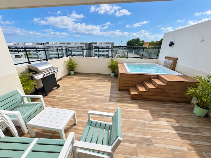 Luxury 3br Penthouse| Private Jacuzzi, Terrace Bbq - Santo Domingo