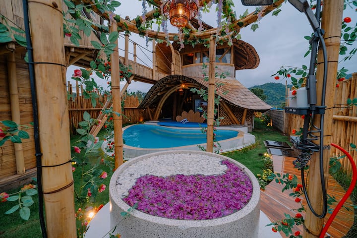 Eco Honey Moon Trip Best Bamboo Villa With 2b Room - Sidemen