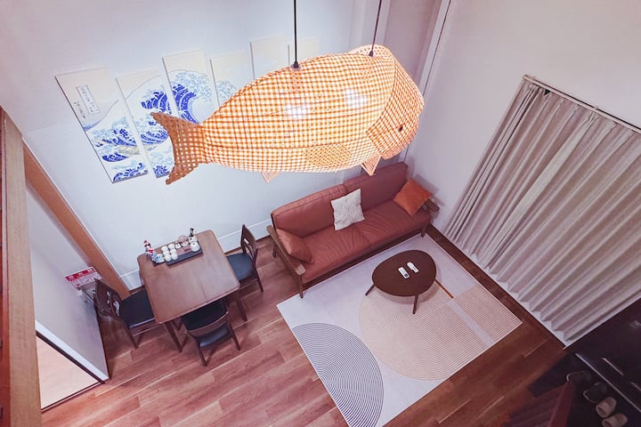 花園町站步行6分钟|近难波心斋桥|梅田关西机场直达|1f整层loft40m²|friends Inn - Japan