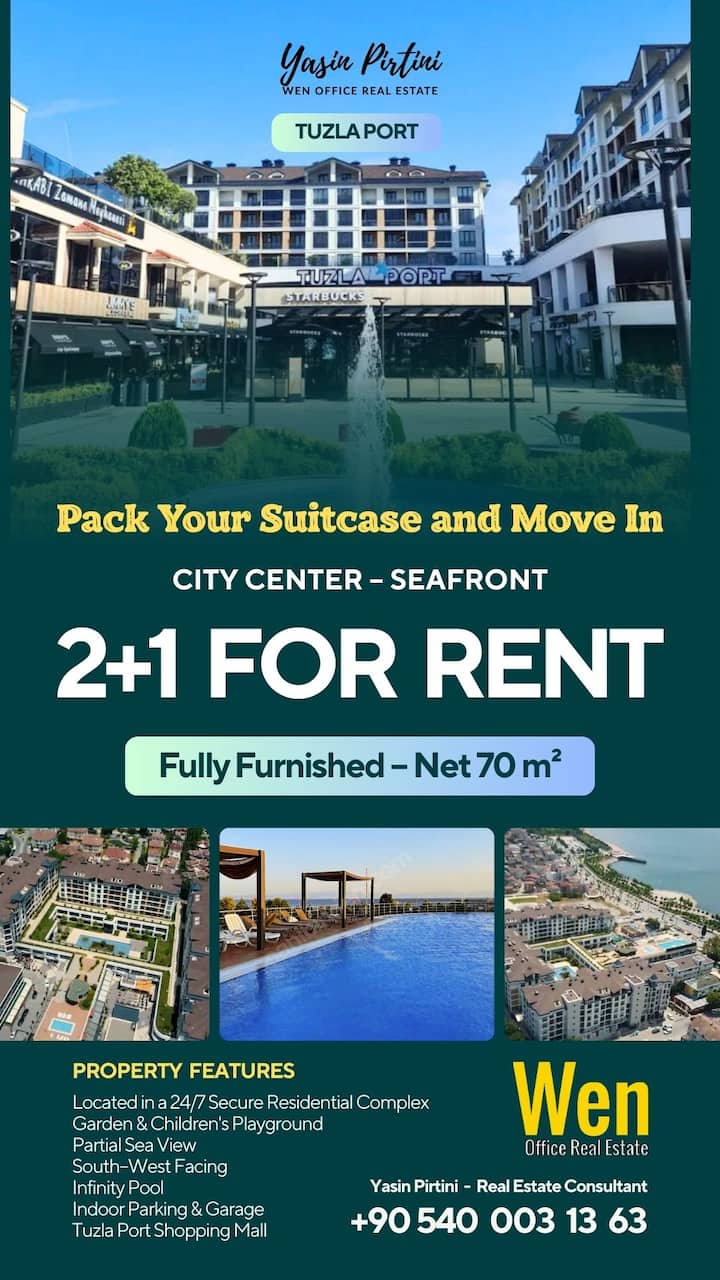 Seafront Furnished 2+1 Tuzla Port (Min. 100+ Days) - Darıca