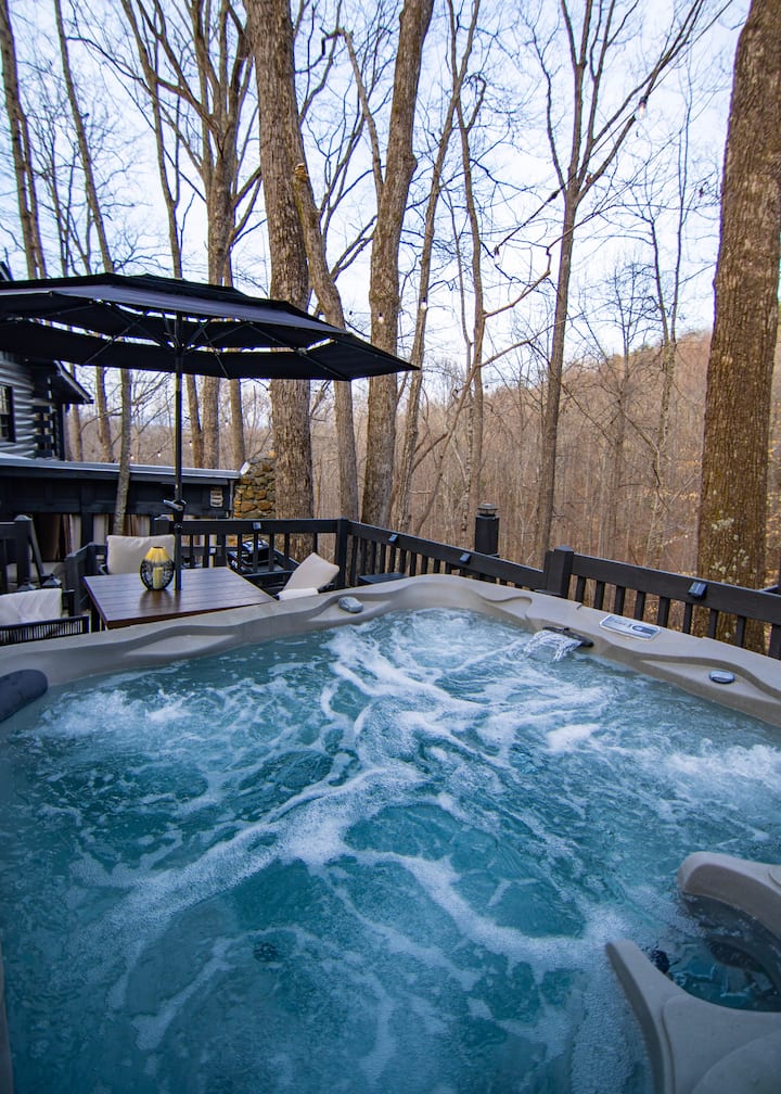 Romantic Spa Cabin: Sauna, Hot Tub, Gym, Cinema - Blue Ridge, GA
