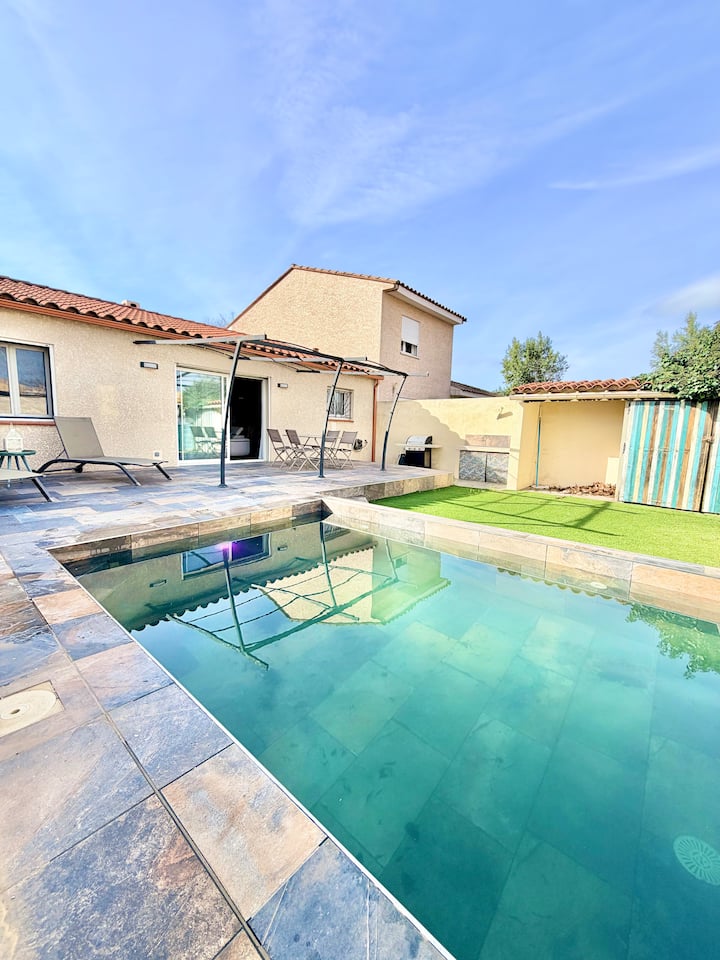 Sudines Villa Climatisée Avec Piscine 3 Chambres - Perpignan