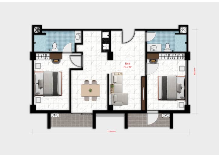 Ses Sor Apartment 2004 | Clean & Spacious 2br - Phnom Penh