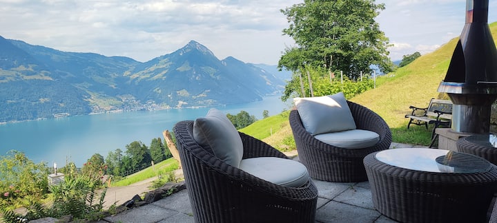 4 Pers, Panoramic Lake View, Balcony, Gardenplace - Emmetten