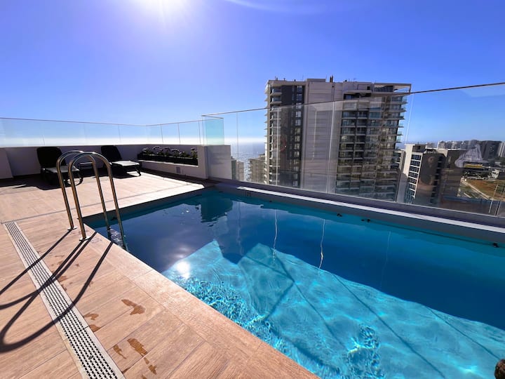 Moderno Depto. Con Terraza Y Piscina Panorámica - Concón