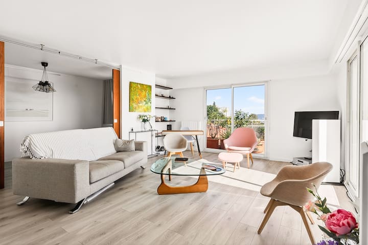 ÉLégant T4 Vue Mer Avec Balcon - Piscine & Parking - Villefranche-sur-Mer