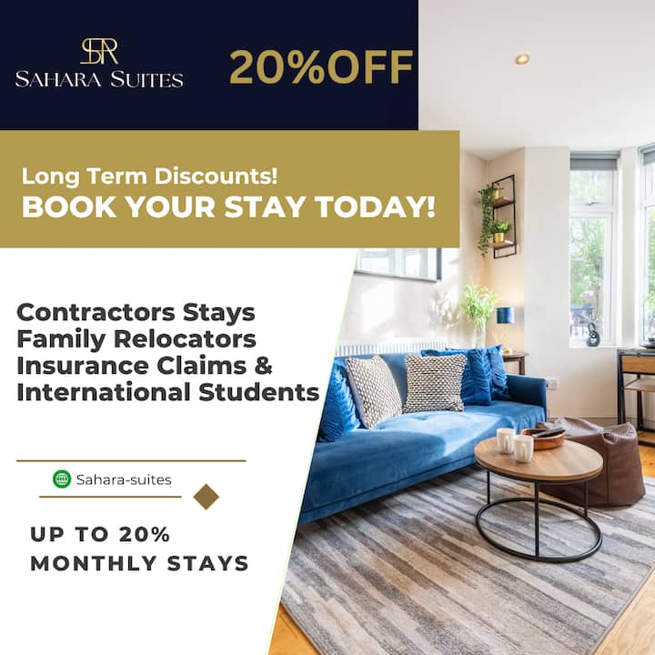 20%off | Stylish 1br Apt | Monthly Stays - Cardiff