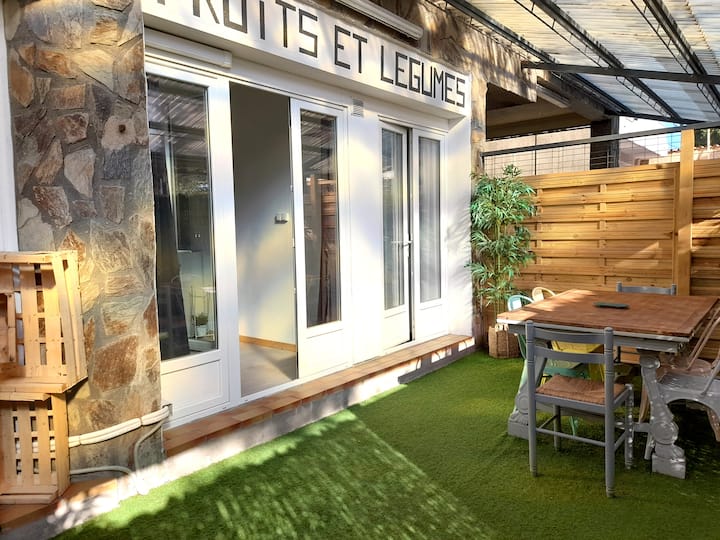 Le Jardin – Accès Plage – Parking, Terrasse & Clim - Plage du Racou