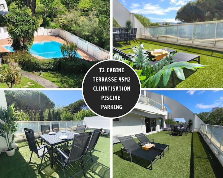 T2 Cabine • Terrasse 45m² • Clim. Piscine •Parking - La Grande-Motte