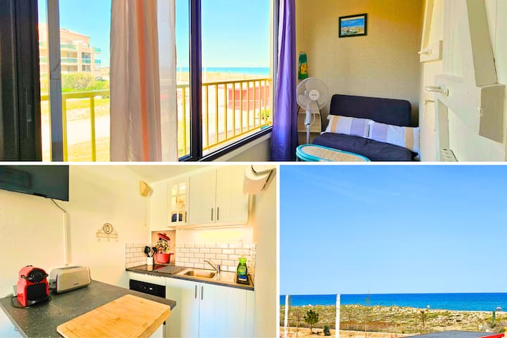 T2 Cosy Vue Mer 50m Plage 4p Véranda Lumineuse - Le Barcarès