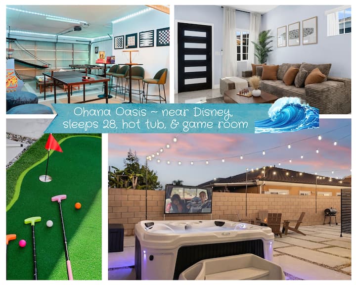 Ohana Oasis~ Near Disney, Sleeps28, Spa & Gameroom - Huntington Beach, CA