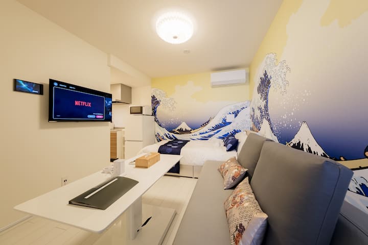 【池袋徒歩13分】北斎の浮世絵が彩るアパートメントホテル｜キッチン・洗濯乾燥機付 - Ikebukuro