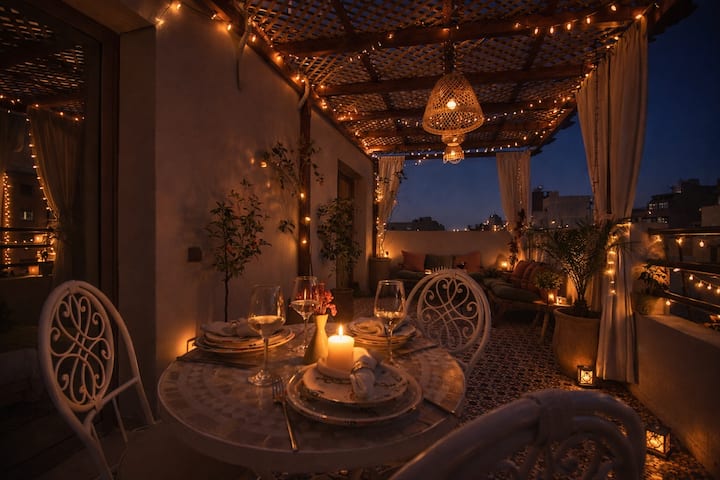 Cosy Apartment Terrasse 1001 Nuit Marrakech Gueliz - Marokko