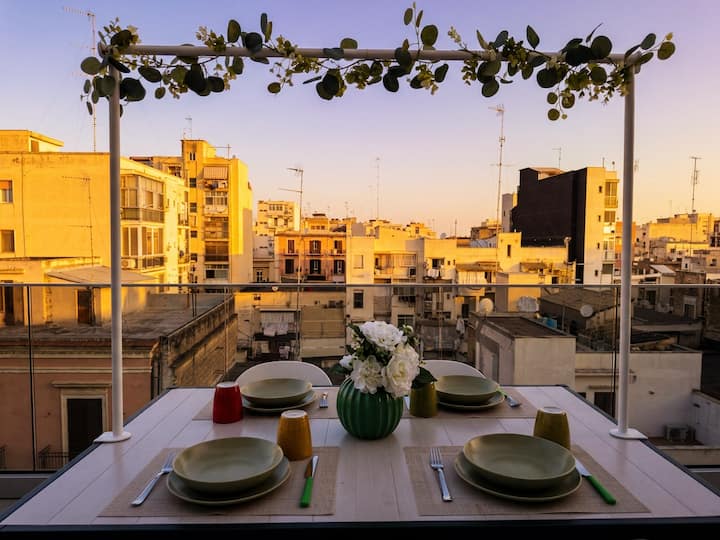 Vallonea Attico Terrazzato A 10 Min Dal Lungomare - Bari