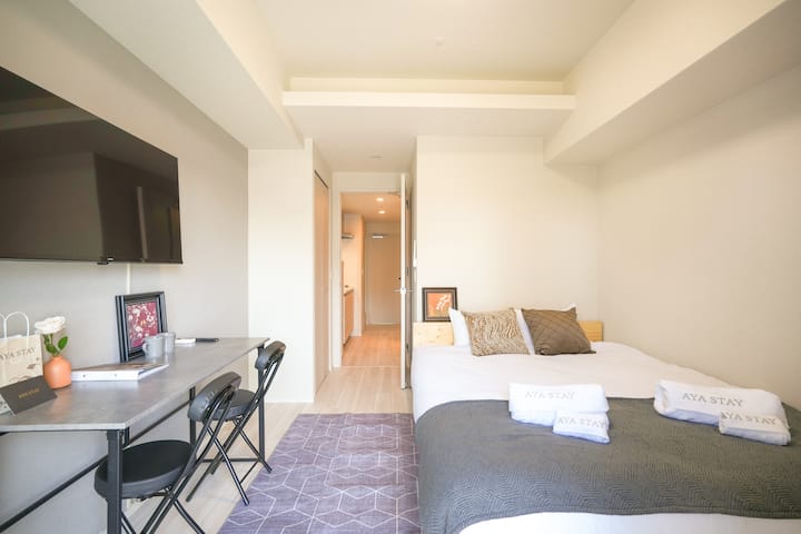 Aya-26年开业/特大双人床/大阪城公园400米/jr森ノ宮站步行400米/8分钟心斋桥/直达梅田 - Osaka