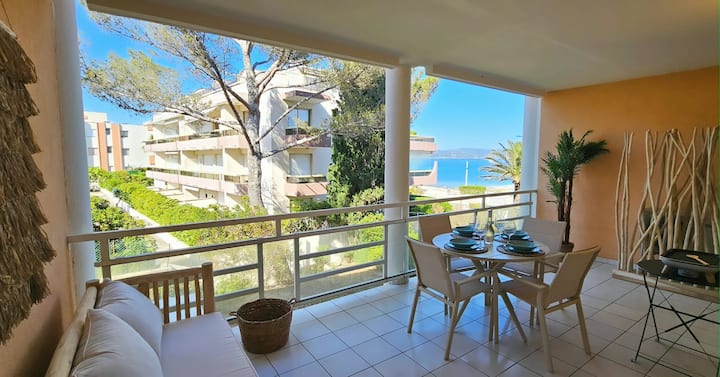 Appart 1 Ch, Clim, Parking, Wifi, Terrasse Vue Mer - Plage de Pramousquier