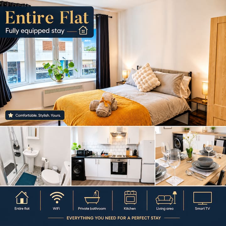 Central 2bed Flat - High St - Sleeps 4 (Grays) - Essex