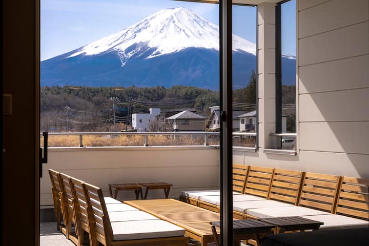 Private Mt Fuji Rooftop Deck|16 Guests| Bbq Villa - Lake Kawaguchi