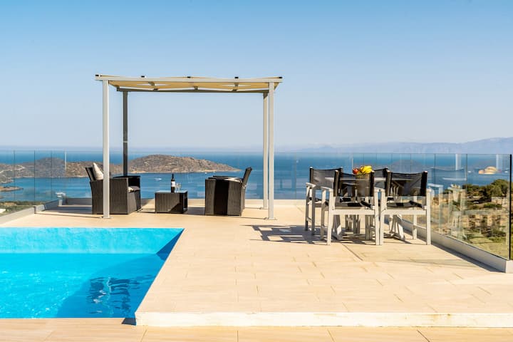 Seaview Villa Private Pool & Bbq, 1km From Elounda - Elounda