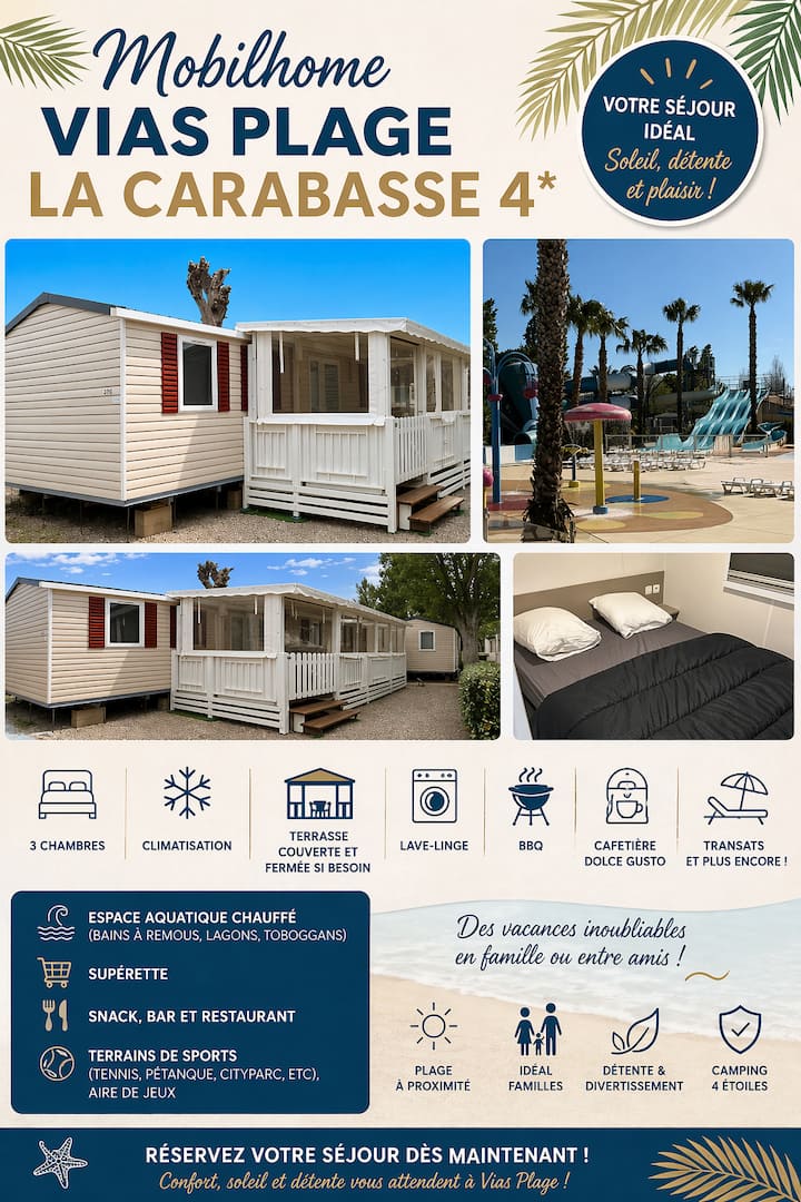 Mobilhome 6 Couchages La Carabasse Vias Plage - Vias