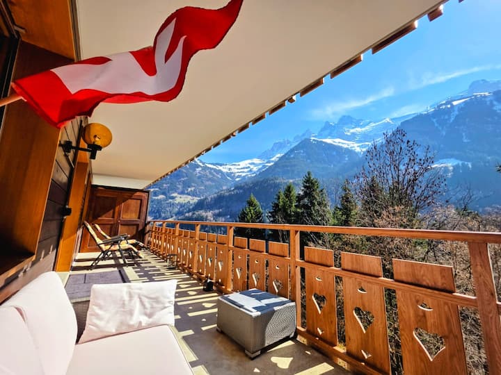 Panorama View | Balcony |6min Walk To Lift |Modern - Champéry