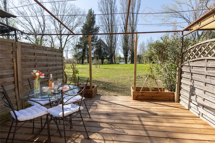 Lodge Camarguais Terrasse Vue Lac & Piscine - Arles