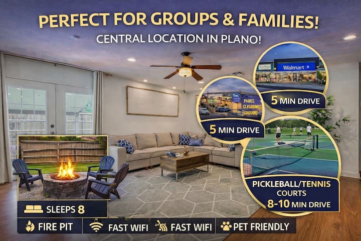 Family Getaway | King Bed, Theater, Fire Pit, Bbq - Allen, TX