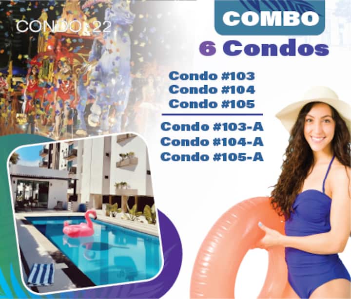 Condo 22 /6-condo Combo #100 / Group Up To 24 - Mazatlan