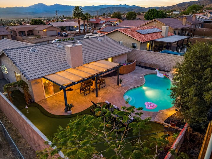 New! Desert Oasis 3b2b | Pool Spa | Golf | Ev | Ac - Desert Hot Springs, CA