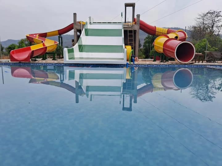 Fun, Budget Resort With Water Slides & Greenery - Mahad
