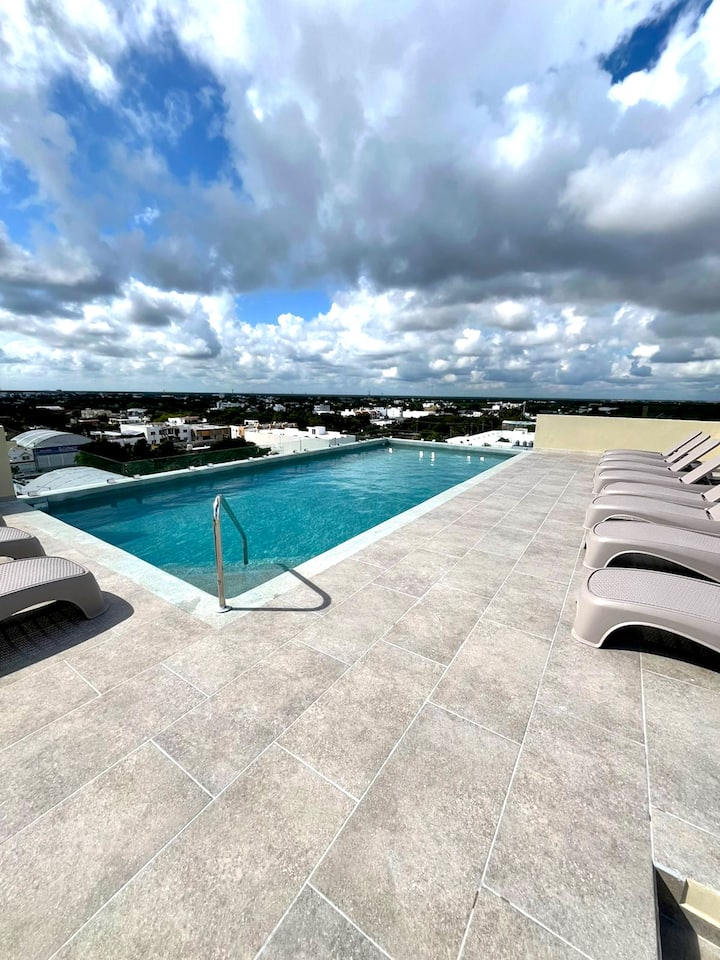Rooftop Con Alberca | Gym & Cowork | Depa Moderno - Riviera Maya