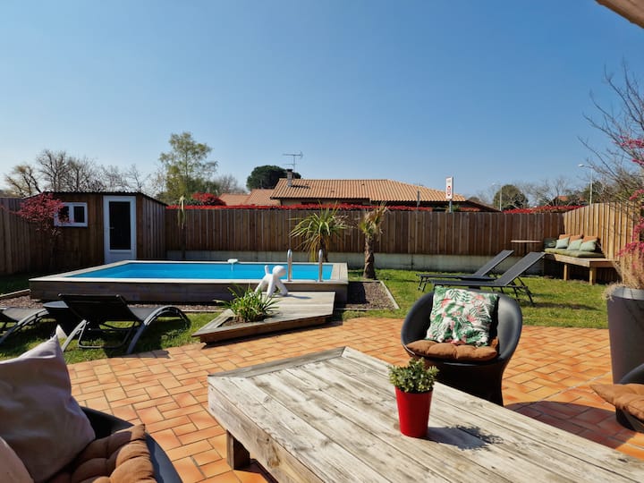 La Villa Bô Piscine 3min Bourg Pistes Cyclables - Parentis-en-Born
