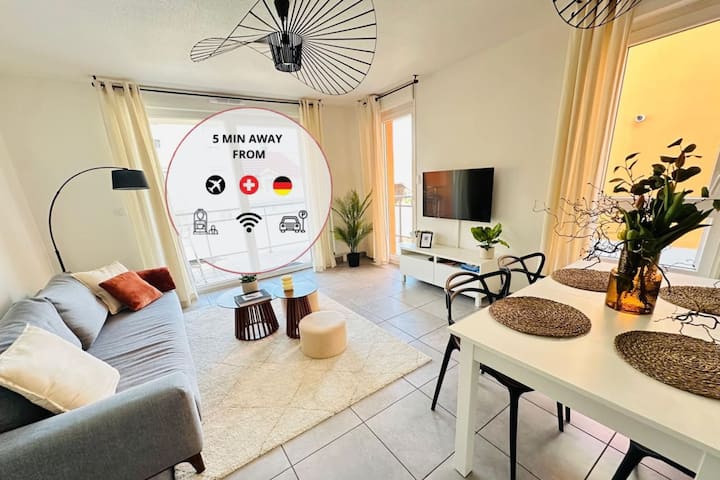 Bright Apartment 5 Min Basel,balcony,free Parking - Basel