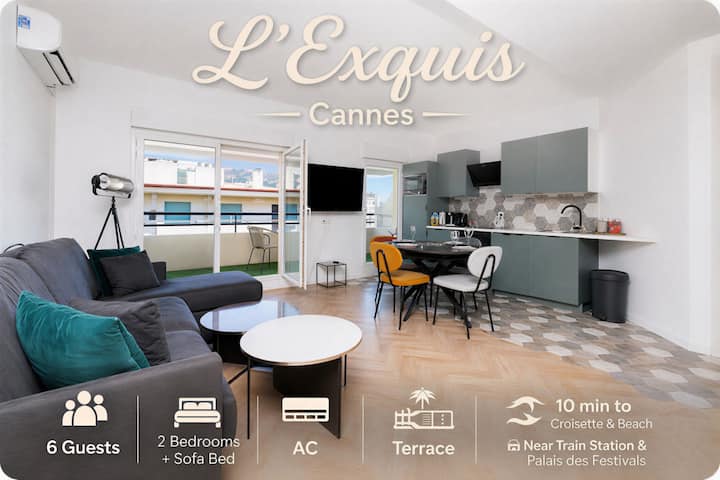 L'exquis - 6p - Parking & Terrasse - Croisette - Cannes