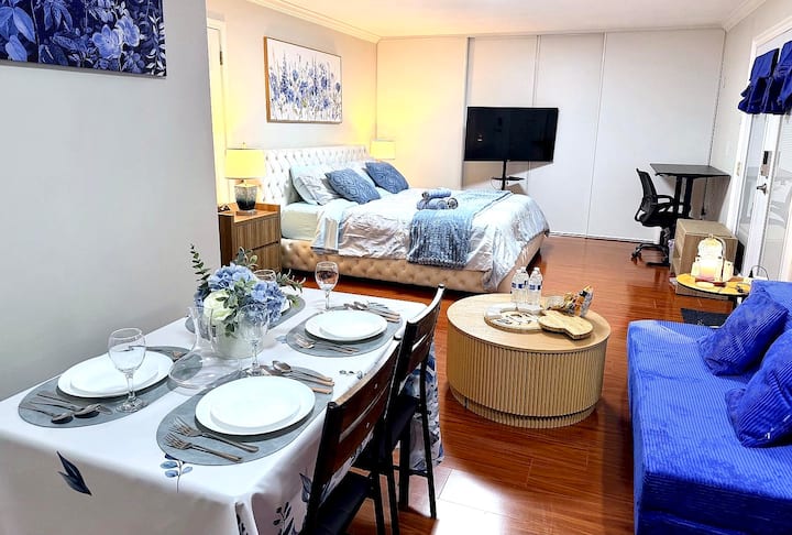 Cozy Blue 1br | Kitchen + Coffee Bar|fast Wifi - Hacienda Heights, CA