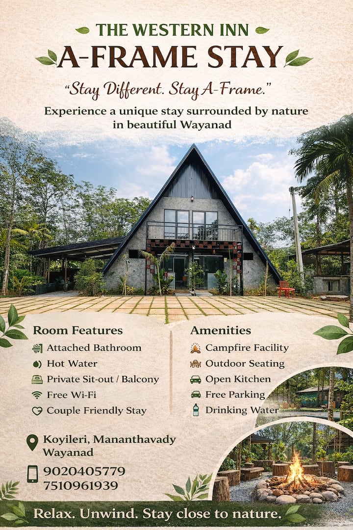 The Western Inn 
“Stay Different. Stay A-frame.” - Wayanad