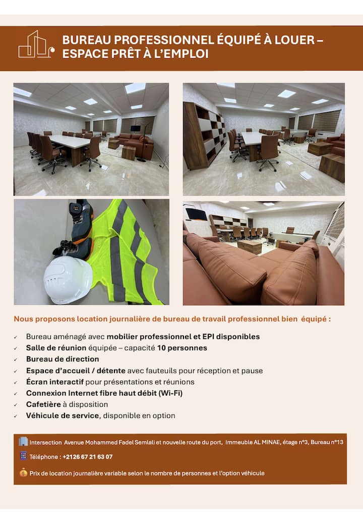 Dakhla – Bureau Professionnel éQuipé à Louer - Dakhla
