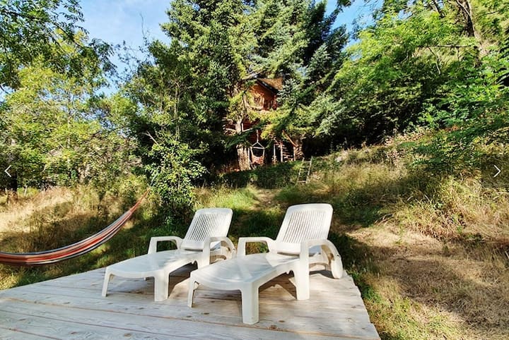Cabane Dans Les Arbres Au Bord De La Rivière - Jura