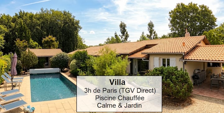 Villa Bassin Arcachon, Piscine Chauffée & Calme - Biganos