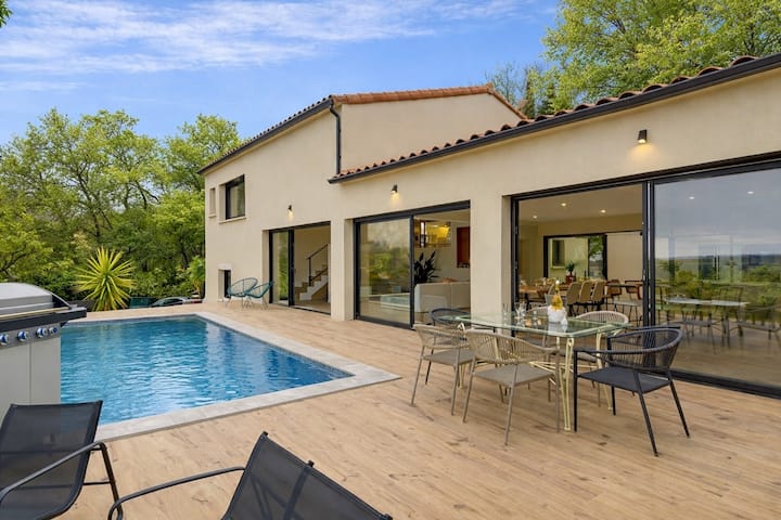 Eden View Villa - Vue Panoramique Et Piscine - Alès