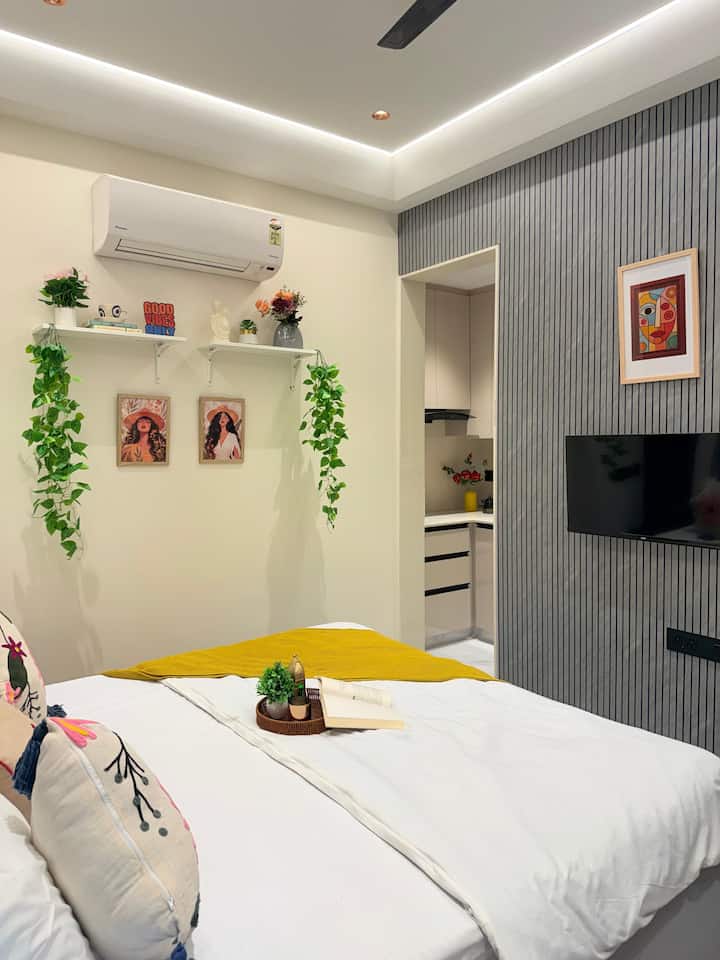 Velvet Nestays 2- Cozy Studio +Terrace + Kitchen - 구르가온