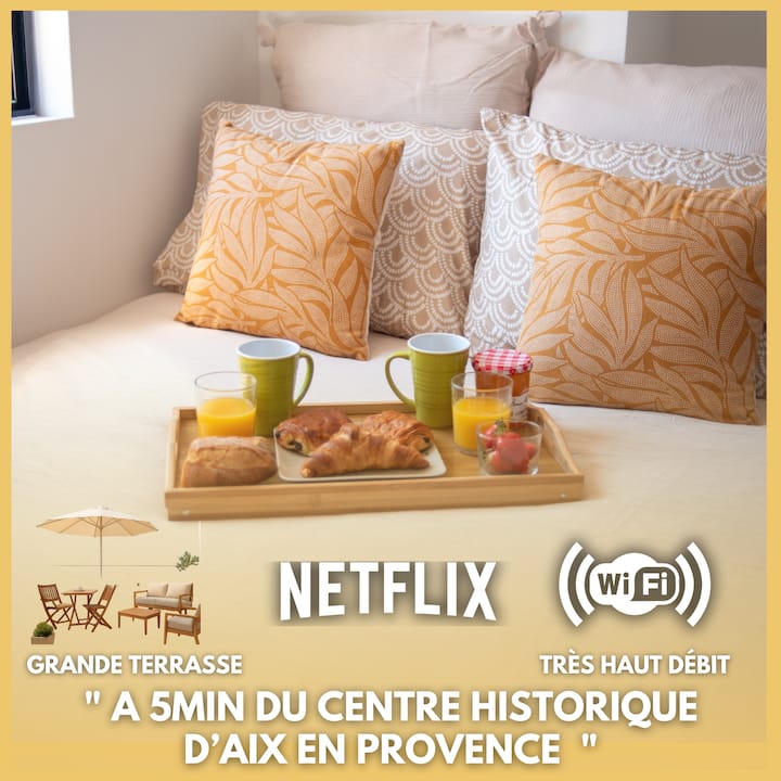 Le Sextius : Suite Cosy & Terrasse Privée Au Calme - Aix-en-Provence