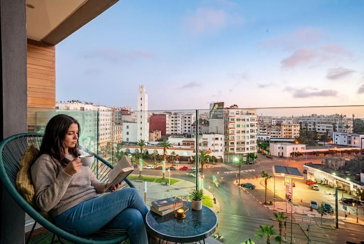 New 1 Suite Luxury-2 Terrasse-gare/port-voyageurs - Casablanca
