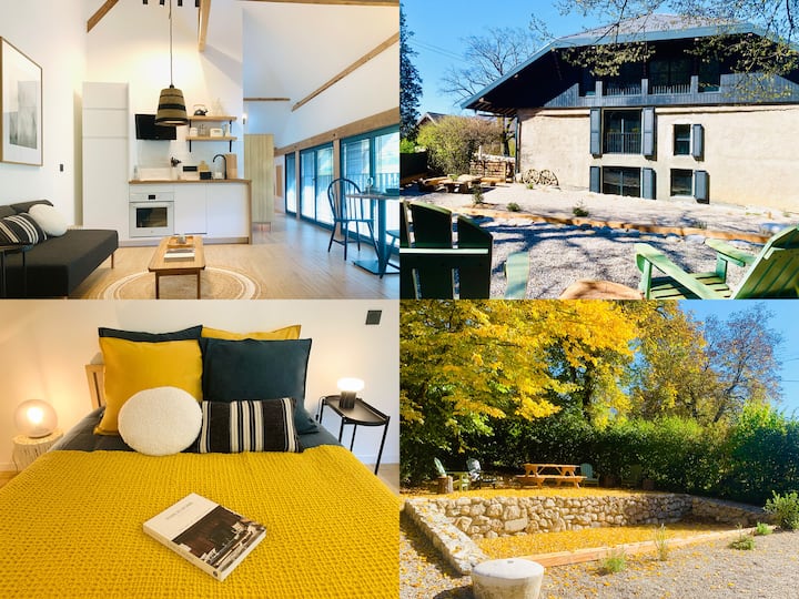 Ferme1860•rustique Moderne•jardin•studio Montagne - Lac d'Annecy