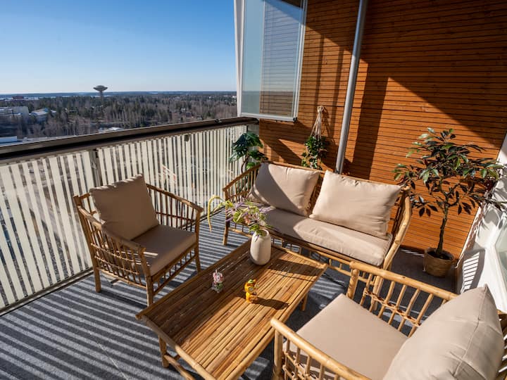 18th Floor Flat With Sea View & Metro Access - Espoo