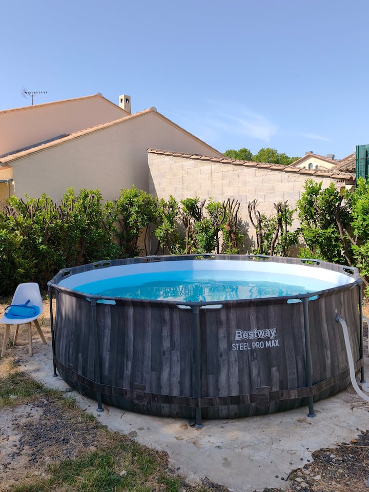 Maison 2 Chambres, Piscine, Grand Jardin, 3 Lits - Carnon