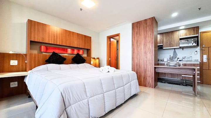 Flat Jade Hotel | Conforto, Gym, Sauna, Piscina - Brasília