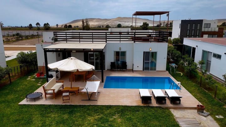 Casa De Campo, Piscina, Condominio Vip, 10'paracas - San Clemente
