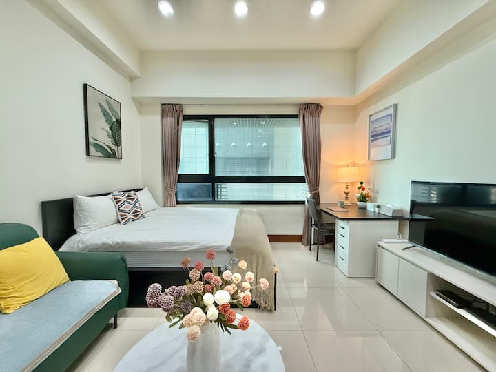 【Neｗ】taipei新埔站步行1分鐘/柔光愜意雙人房/溫馨寬敞/廚房、洗脫烘衣機/月租型、電梯大樓 - Taiwan